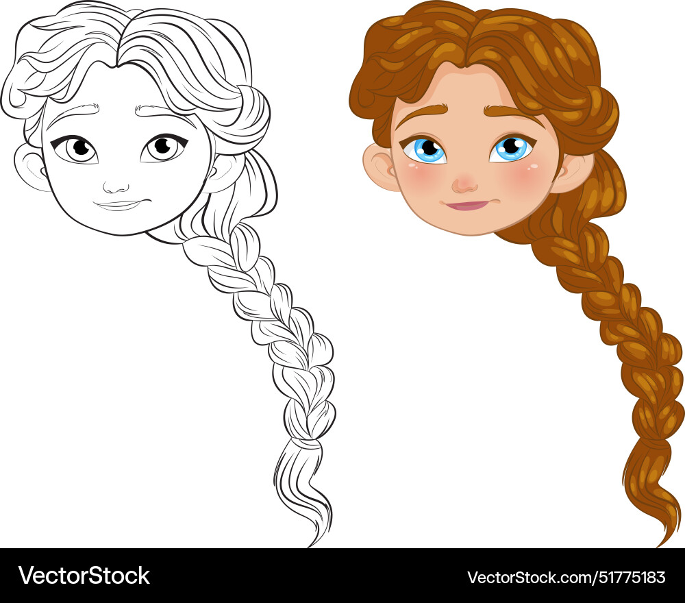 A girl with long braid Royalty Free Vector Image