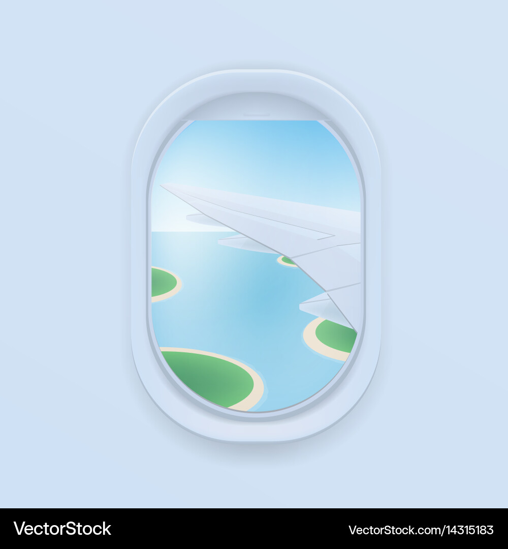 Airplane window cartoon flat Royalty Free Vector Image