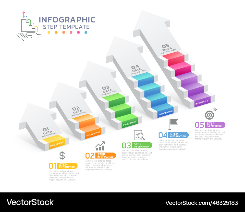 Arrow staircase infographic steps template Vector Image
