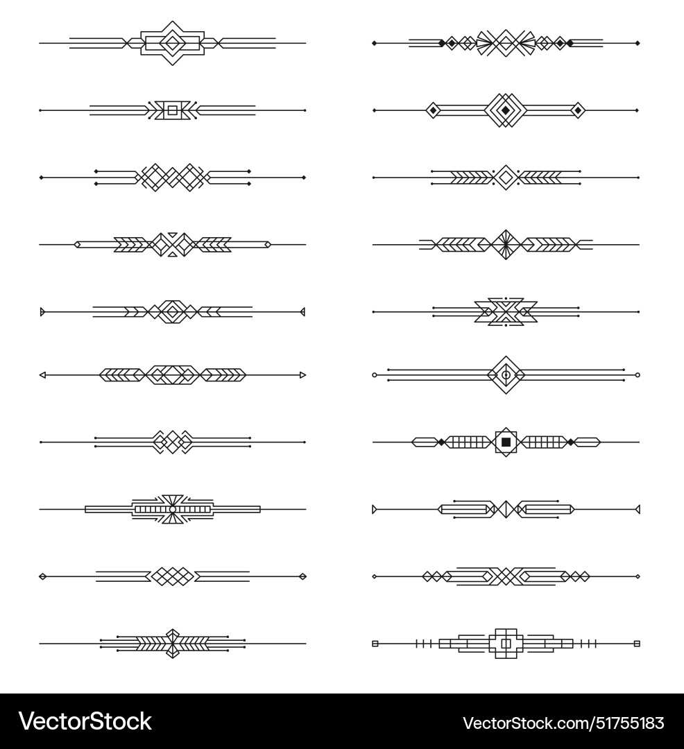 Art deco dividers underlines menu border frames Vector Image