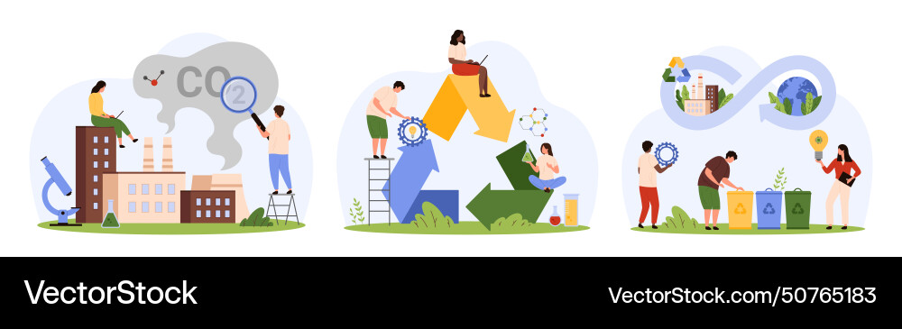 Circular economy and waste management Royalty Free Vector