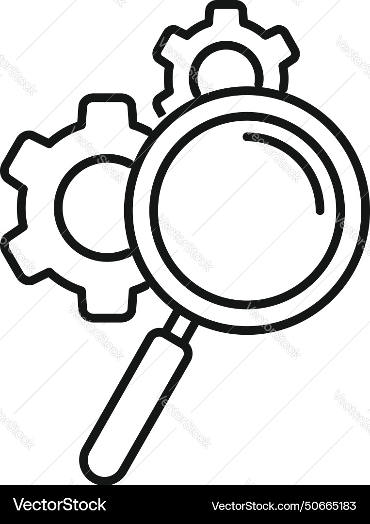 Cog system search icon outline phone Royalty Free Vector