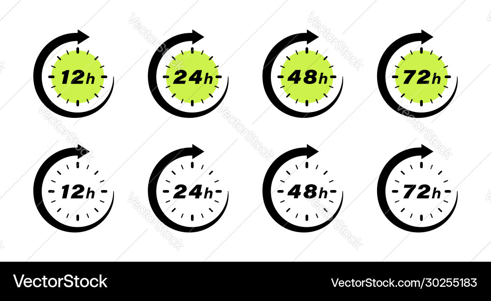Hours clock arrow green Royalty Free Vector Image