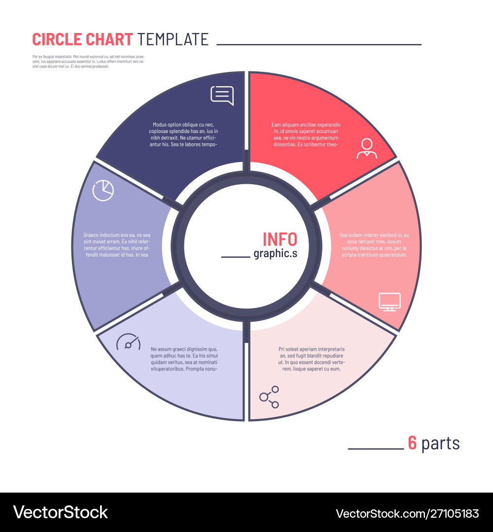 Infographic circle chart template six Royalty Free Vector