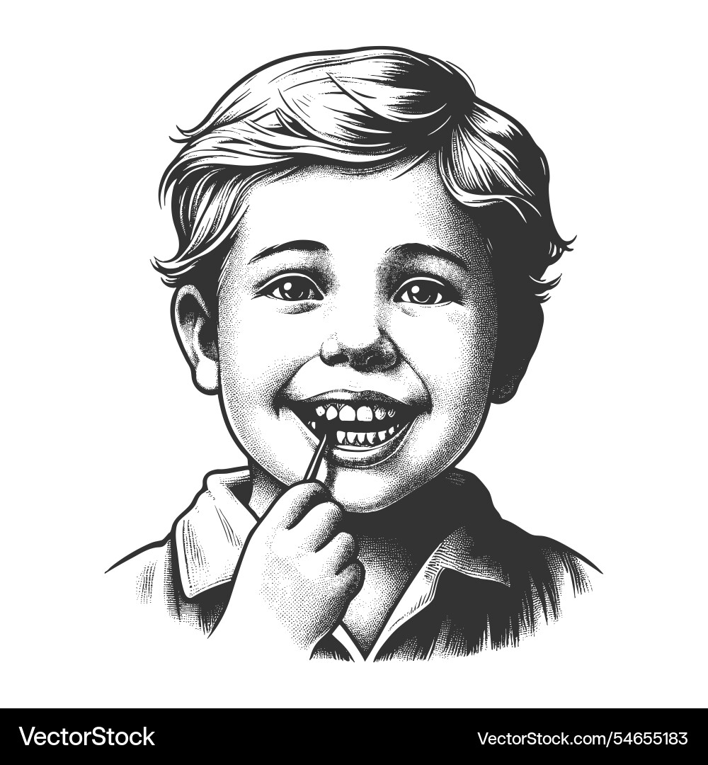 Smiling child with missing tooth Royalty Free Vector Image