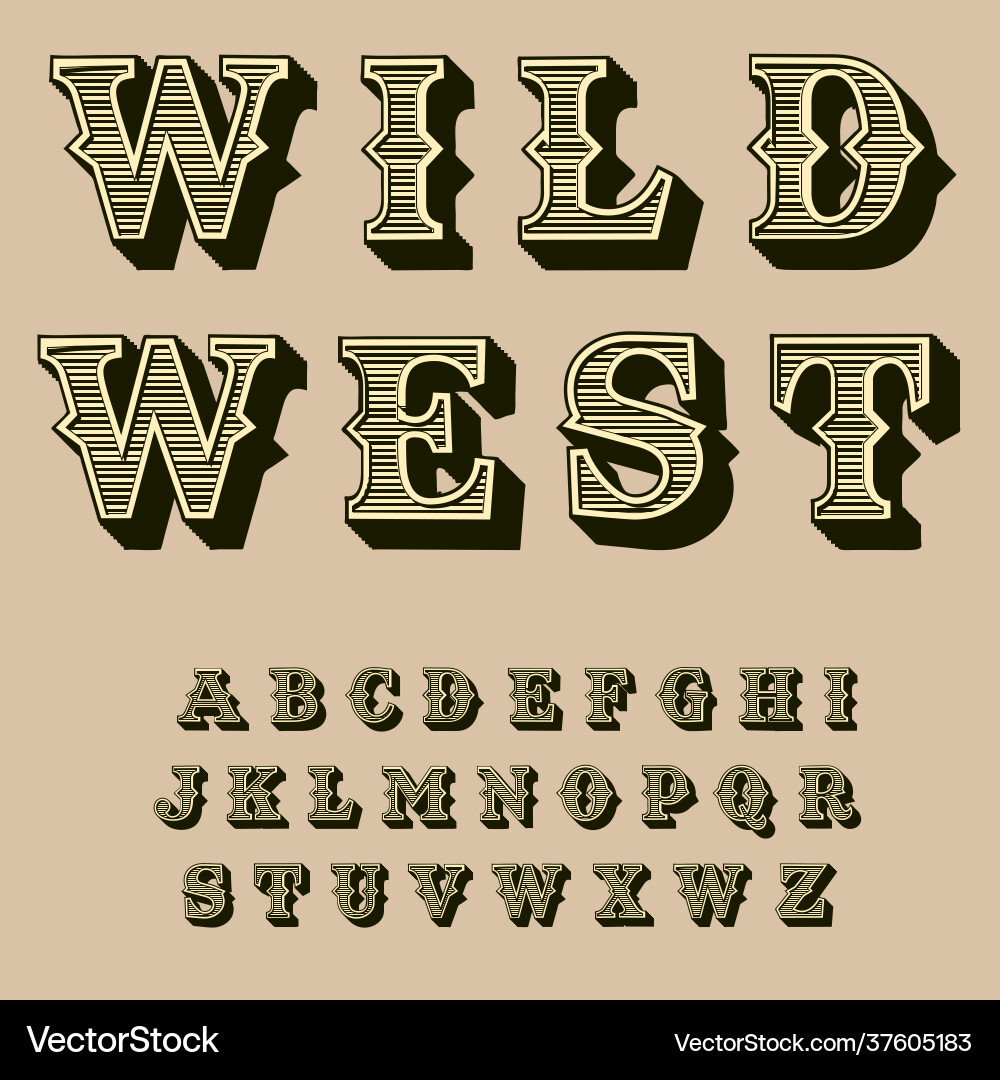 Western retro alphabet vintage typography Vector Image