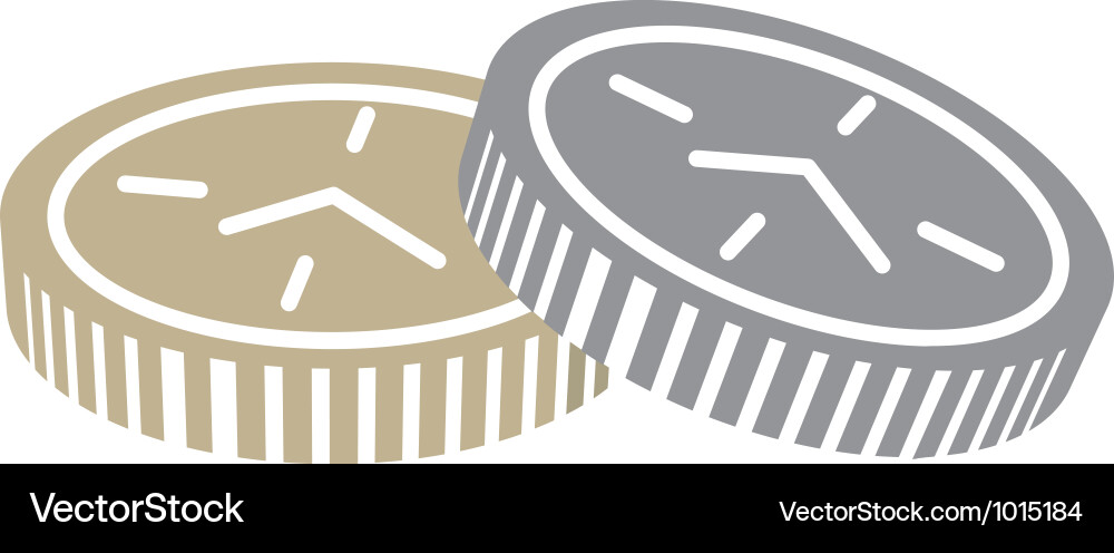 Coins with clock face Royalty Free Vector Image