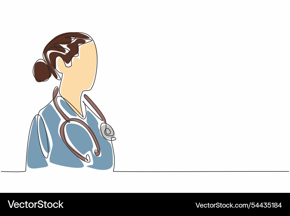 Continuous one line drawing a female doctor Vector Image