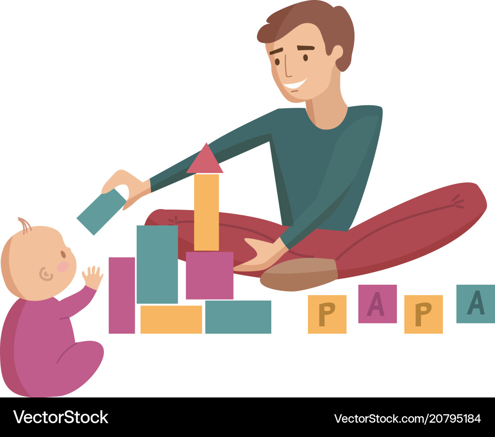 Dad with baby cartoon Royalty Free Vector Image