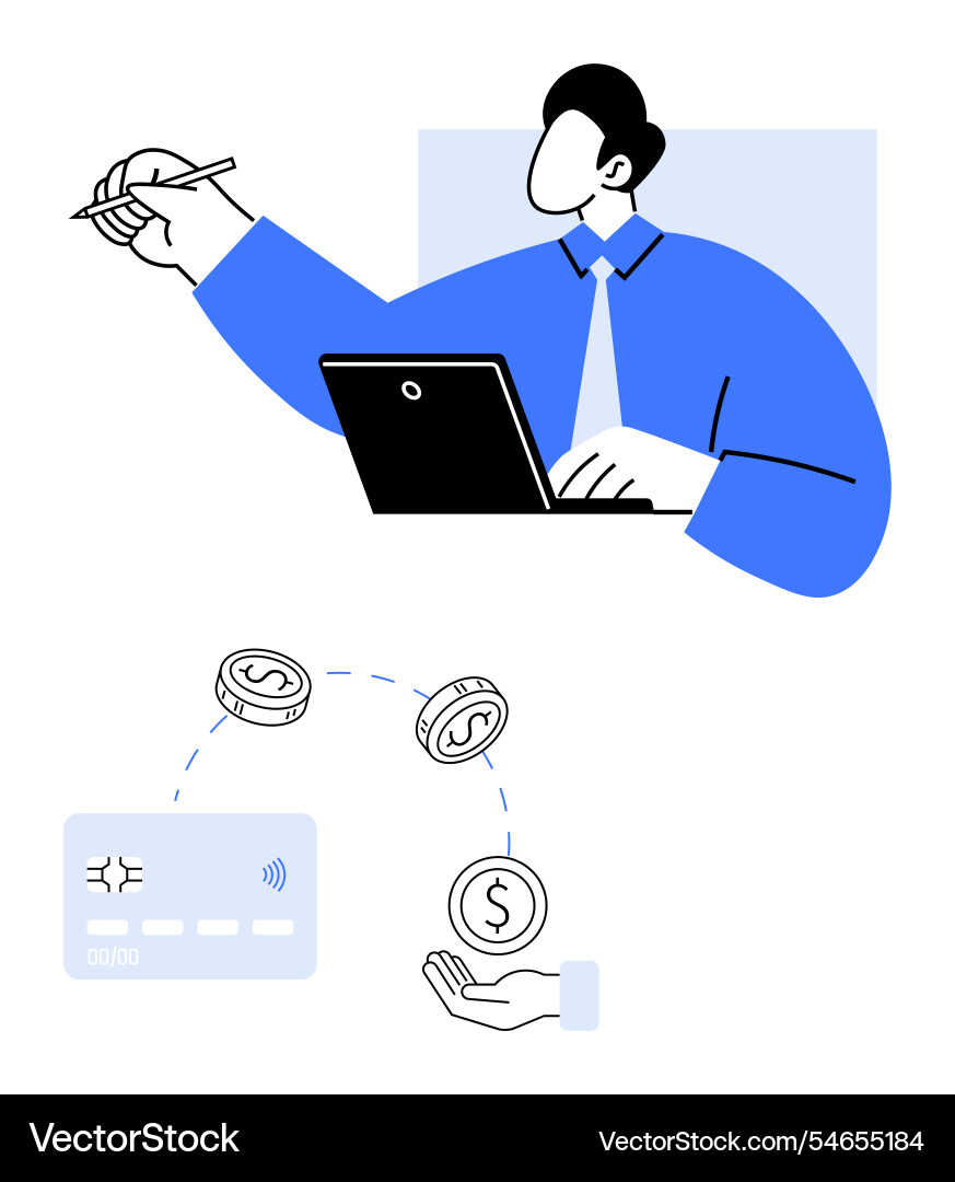 Financial professional conducting online Vector Image