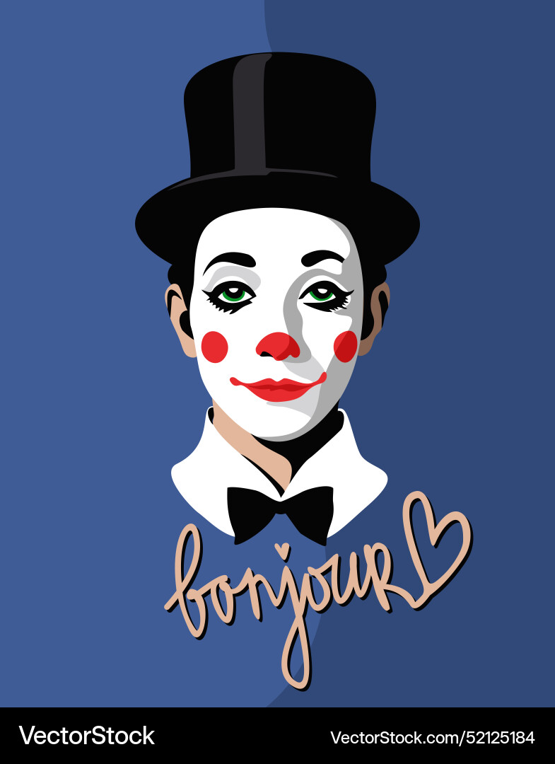 French mime face with lettering Royalty Free Vector Image