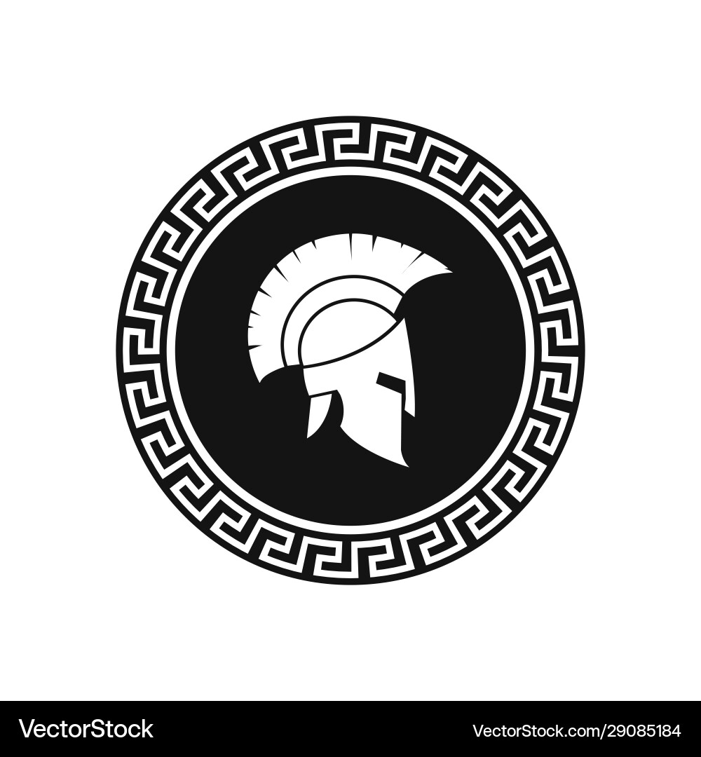 Greek helmet and shield Royalty Free Vector Image
