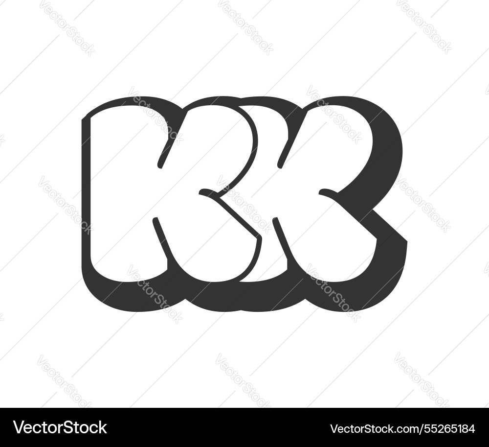 Kk logo bubble comic lettering rounded Royalty Free Vector