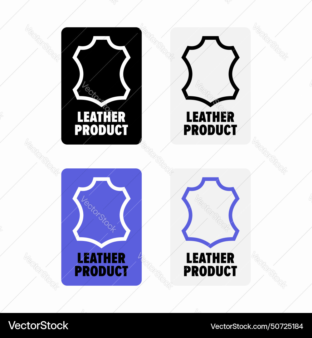 Leather product information sign Royalty Free Vector Image