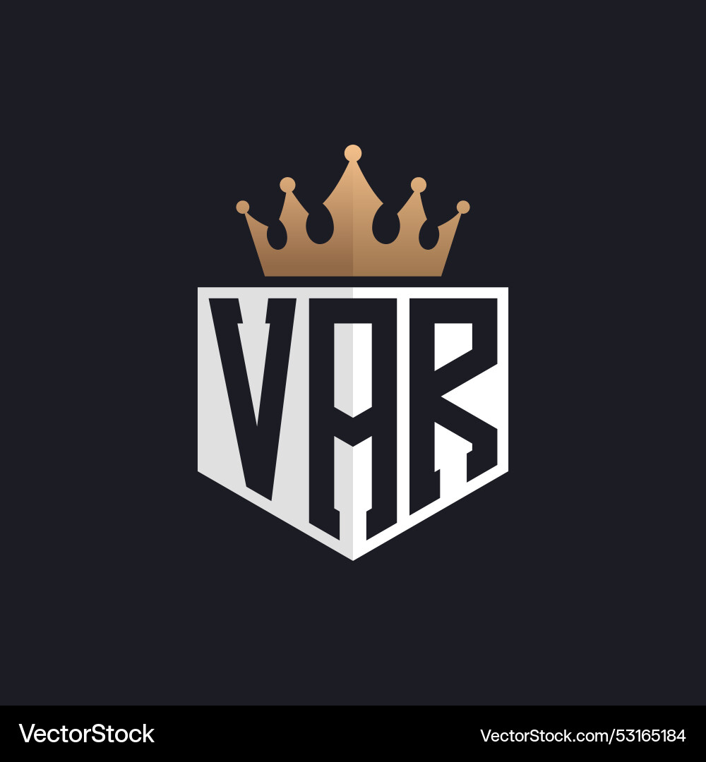 Luxury var logo with crown elegant initials Vector Image