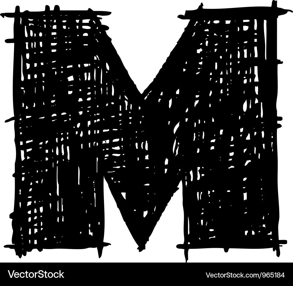 M - hand drawn character sketch font Royalty Free Vector