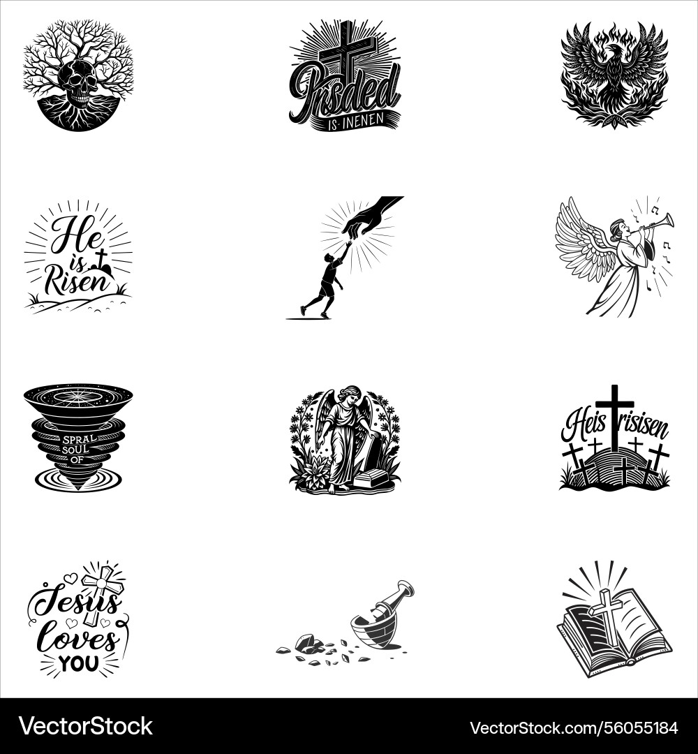Resurrection scene bundle Royalty Free Vector Image