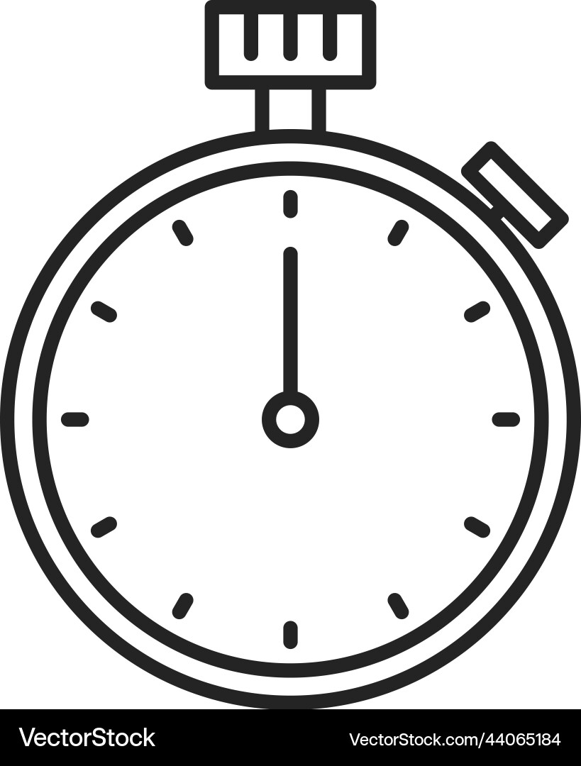 Stopwatch Line Icon - Time Measurement Royalty Free Vector