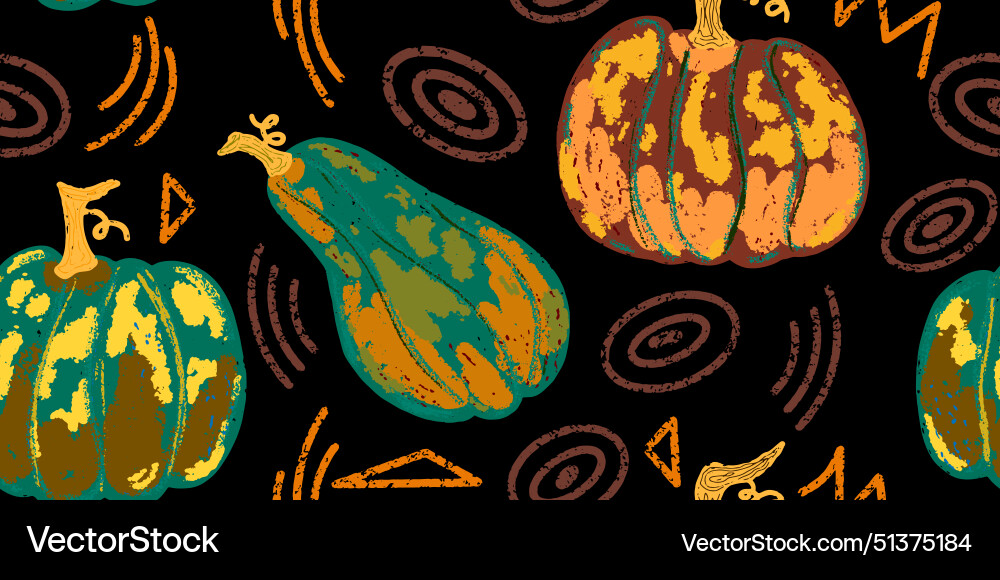 Texture pumpkins cartoon style hand drawn Vector Image
