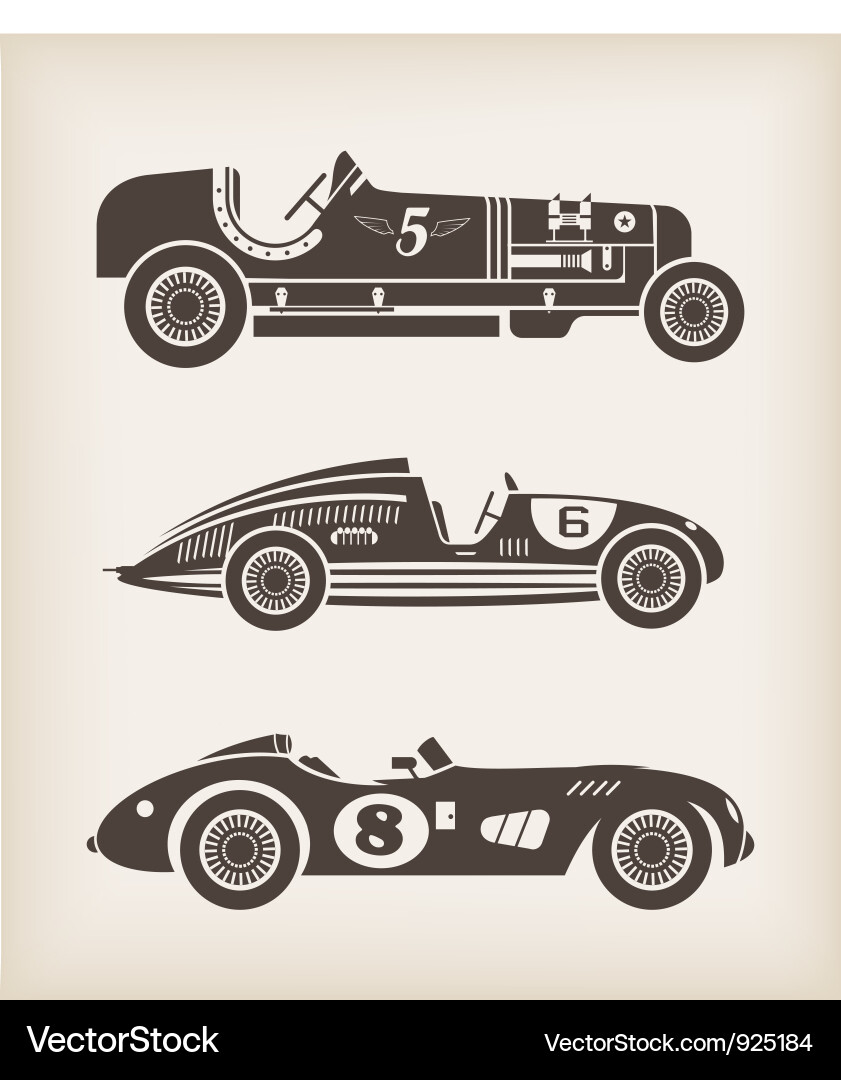 Vintage sport racing cars Royalty Free Vector Image