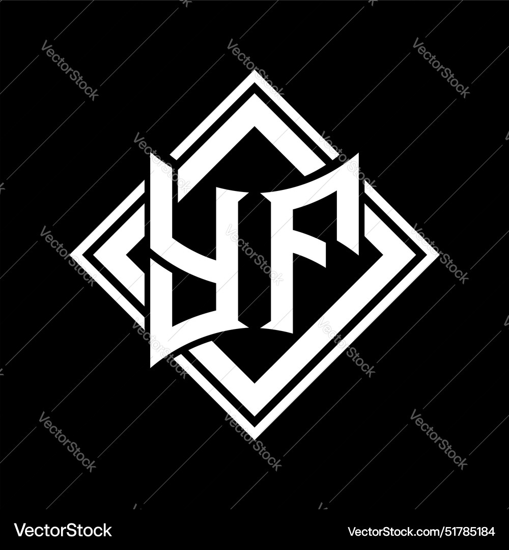 Yf letter logo abstract shield shape with square Vector Image