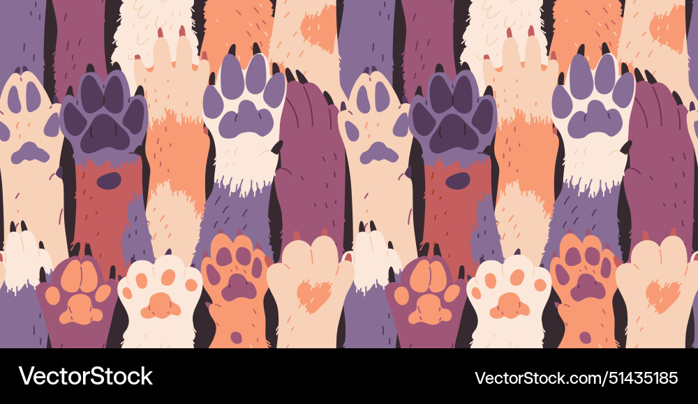 Animal paws cartoon seamless pattern cute Vector Image