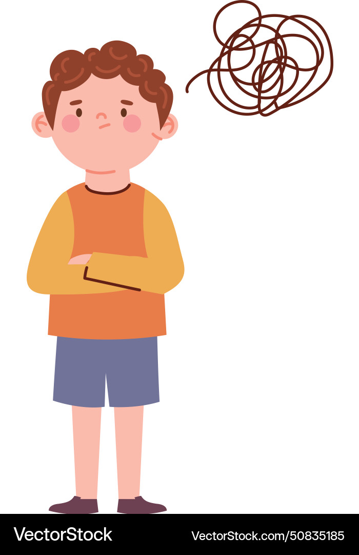 Autism boy thoughtful Royalty Free Vector Image
