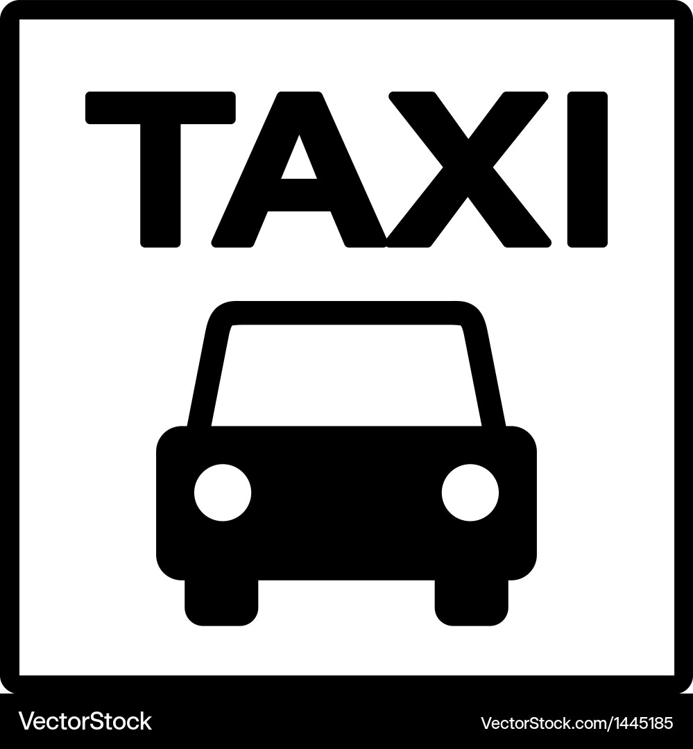 Black and white taxi sign Royalty Free Vector Image