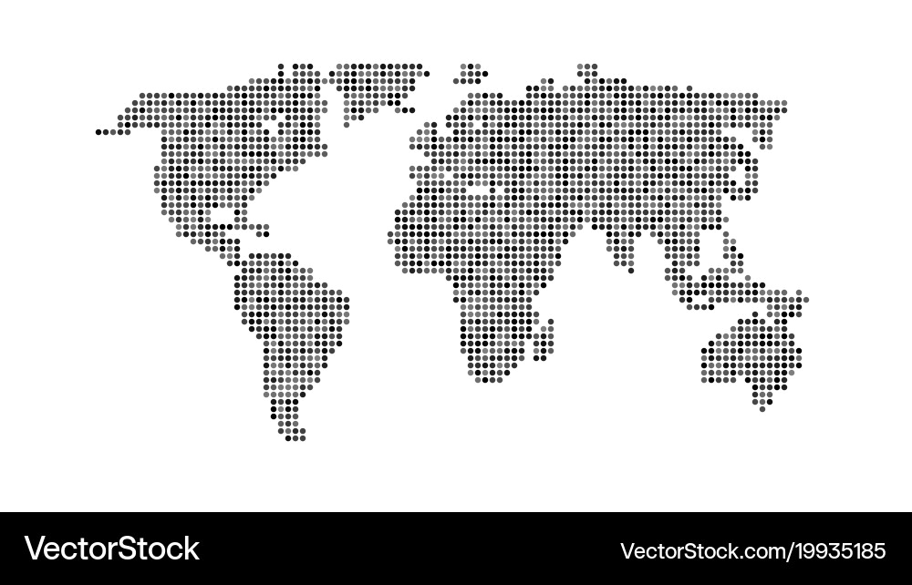 Black color world map isolated on white Royalty Free Vector