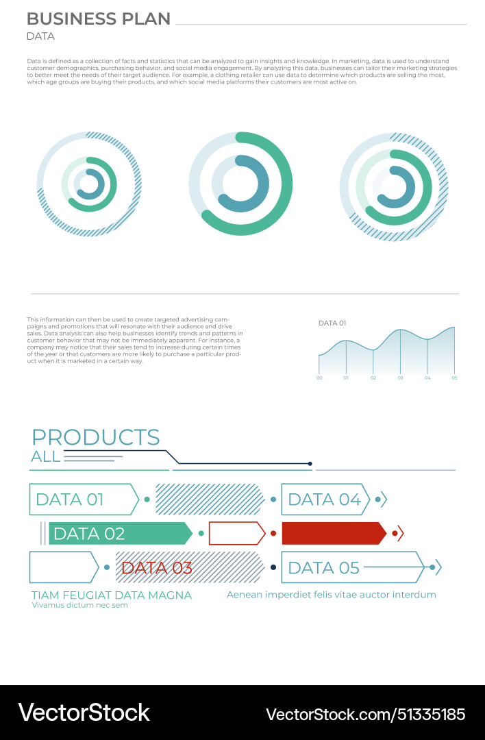 Business data analysis charts in color Royalty Free Vector