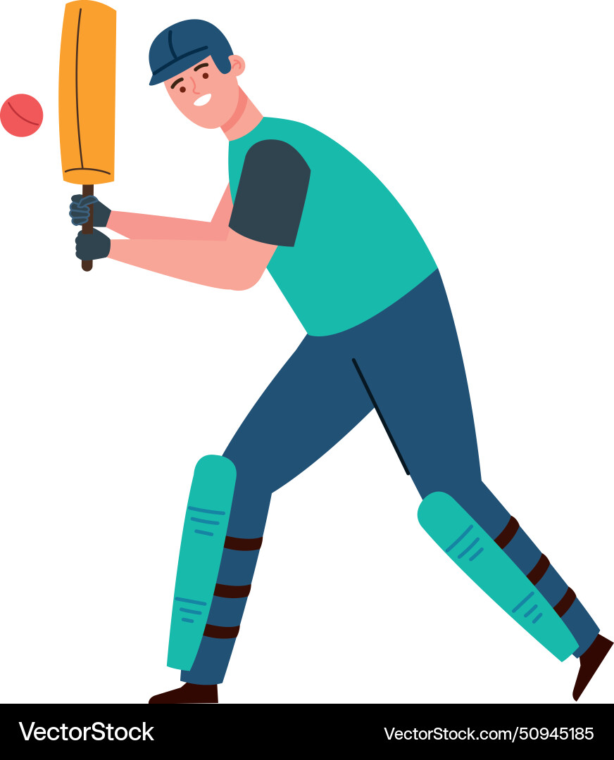 Cricket man with bat and ball Royalty Free Vector Image