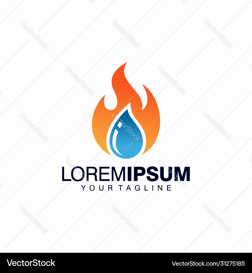 Fire and water logo template Royalty Free Vector Image