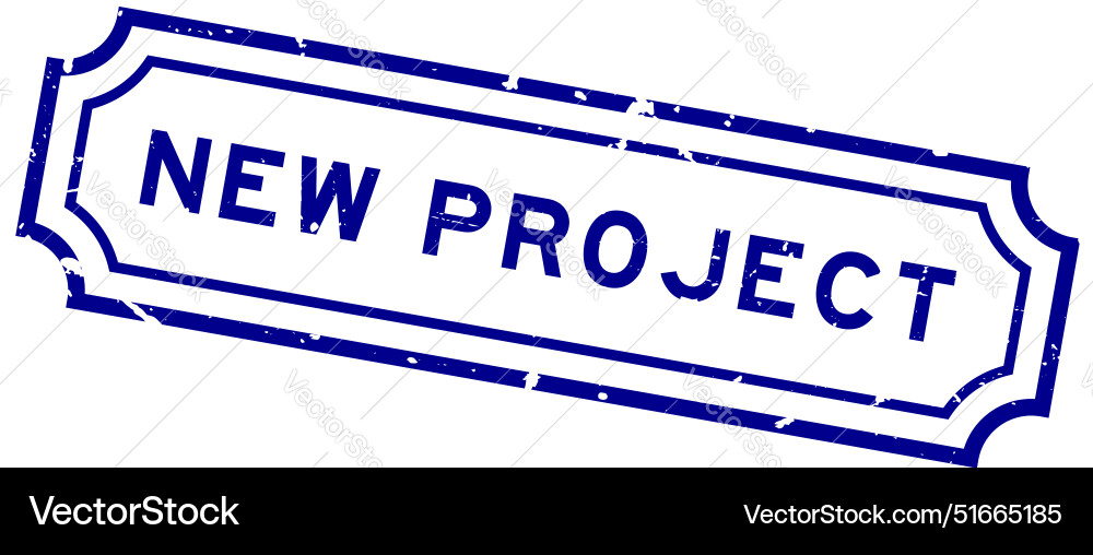 Grunge blue new project word rubber seal stamp Vector Image
