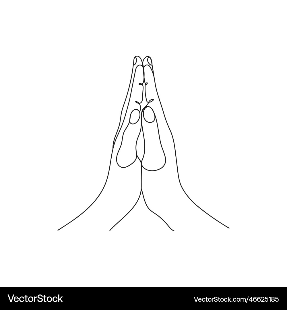 Hand gesture praying position one line art Vector Image