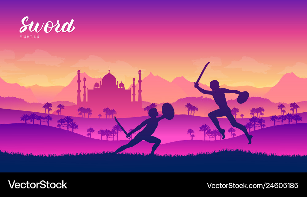 India warriors with sword martial arts Royalty Free Vector