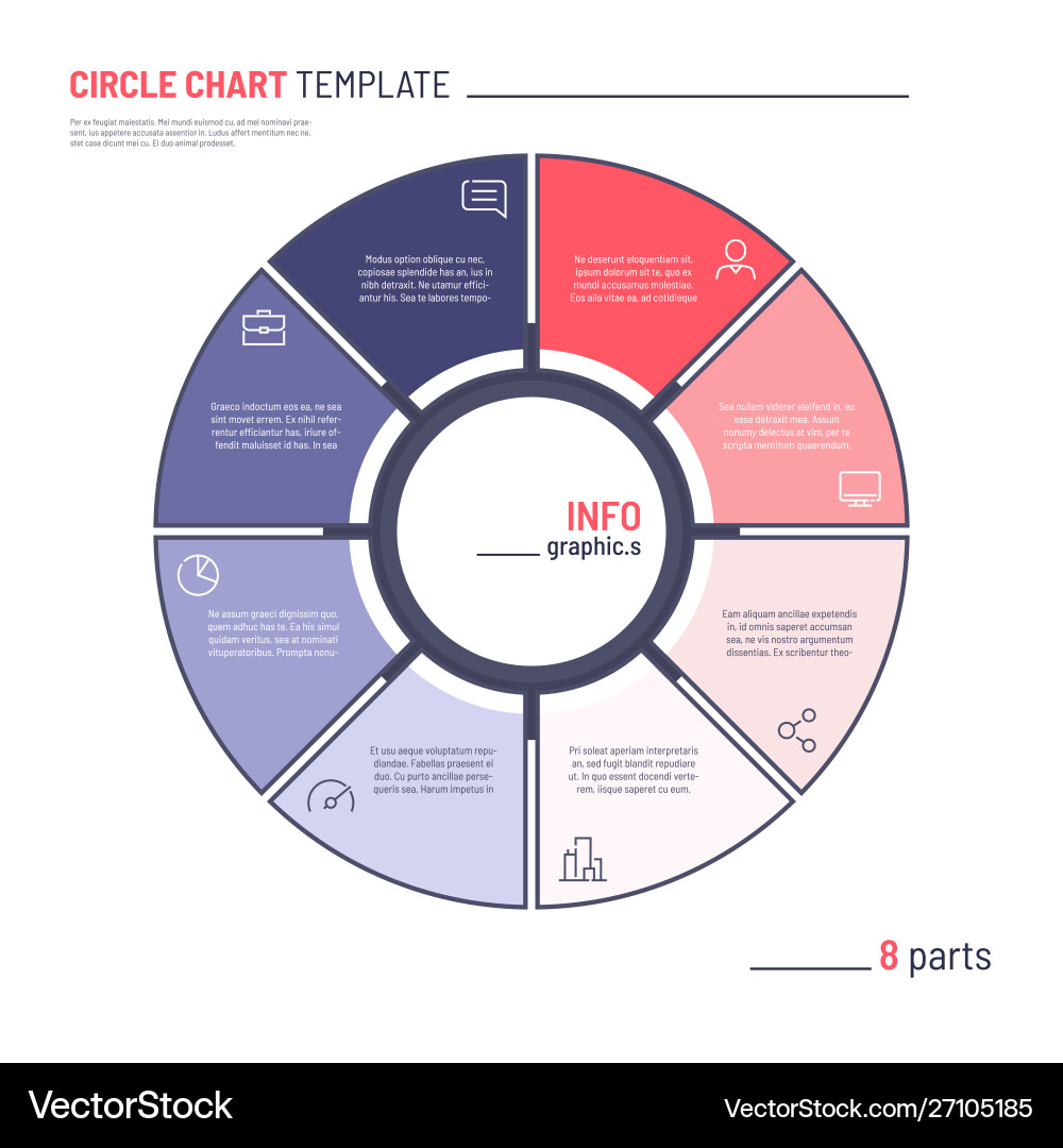 Infographic circle chart template eight Royalty Free Vector