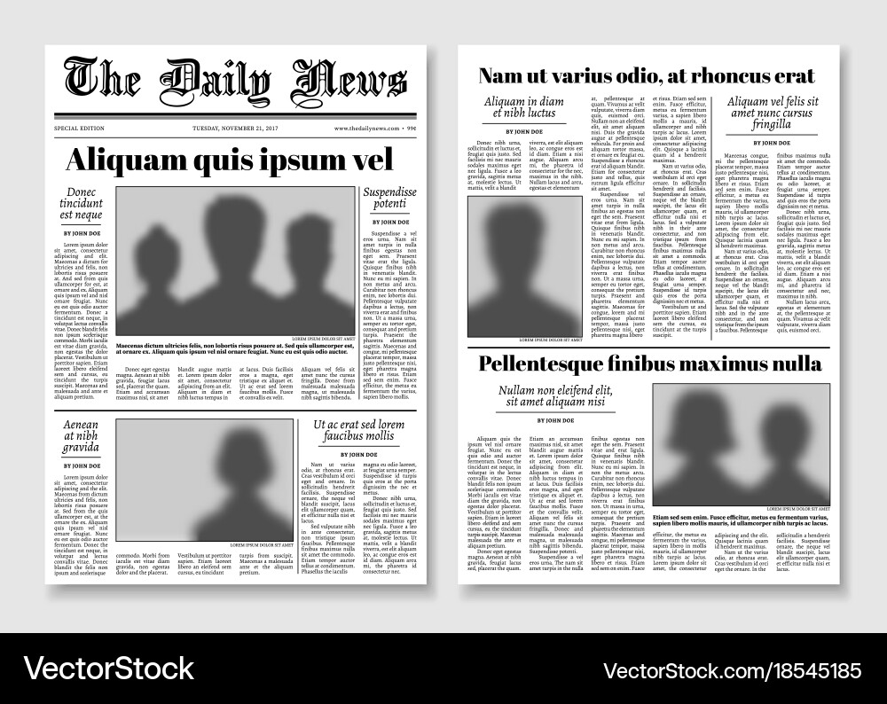 Paper tabloid newspaper layout editorial Vector Image