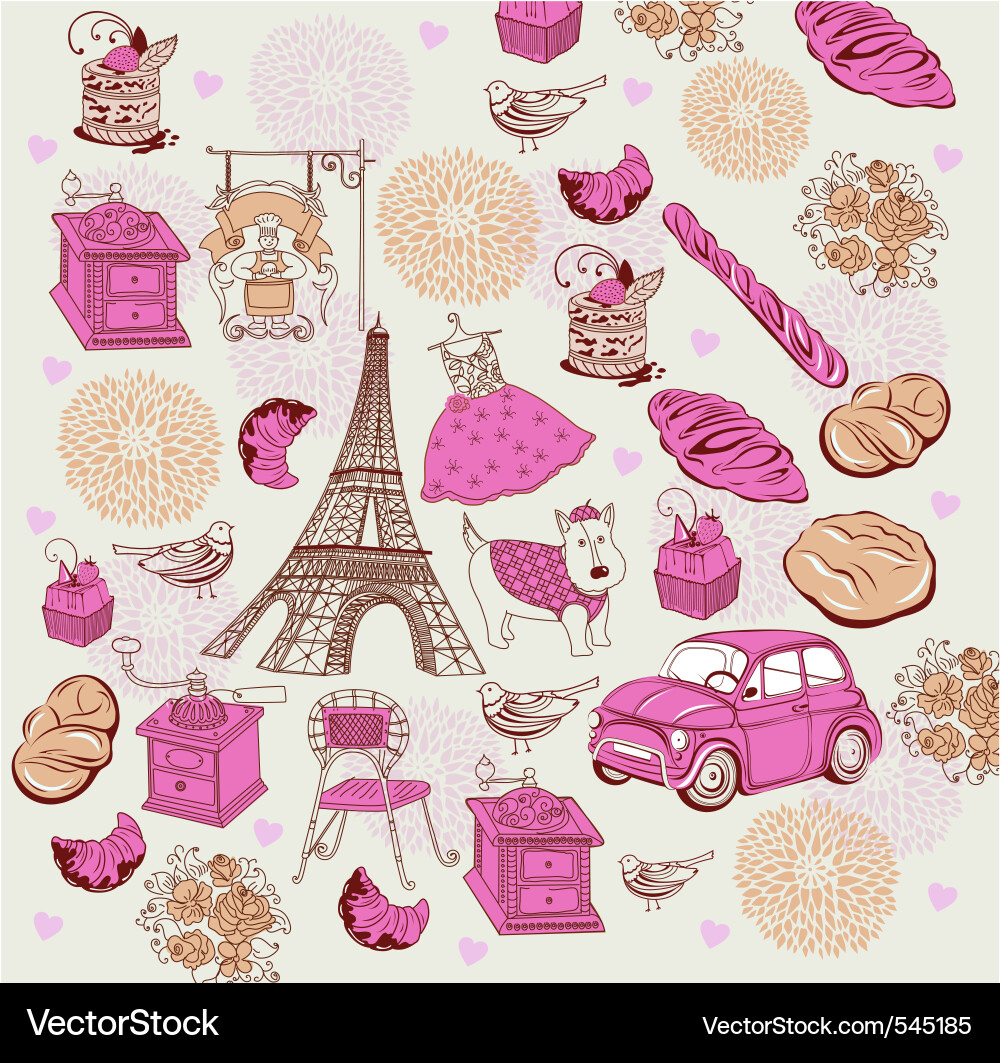 Paris elements background Royalty Free Vector Image