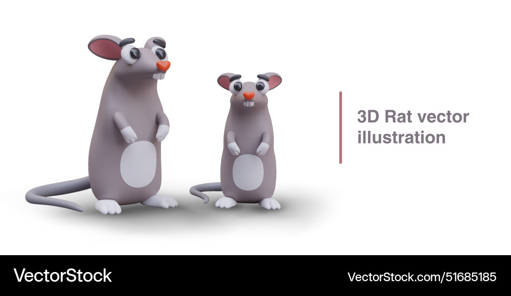 Poster with realistic small and big rats cute Vector Image
