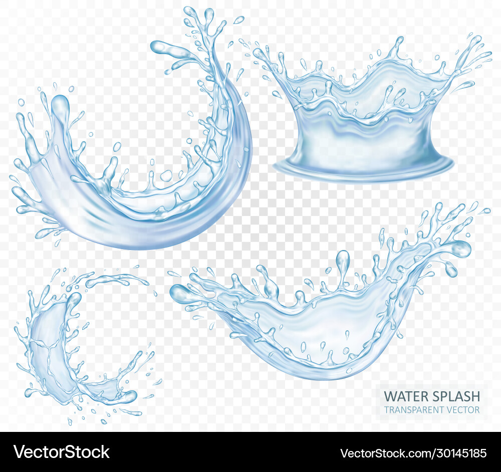 Realistic water splash set isolated Royalty Free Vector