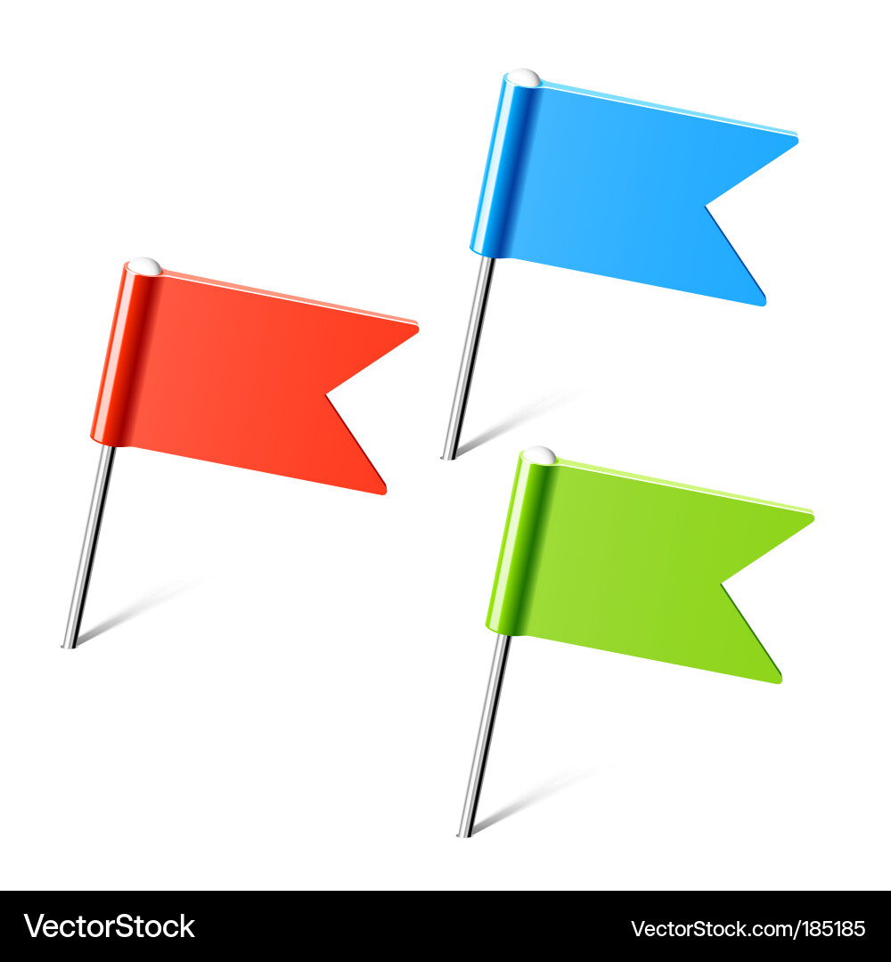 Set of color flag pins Royalty Free Vector Image