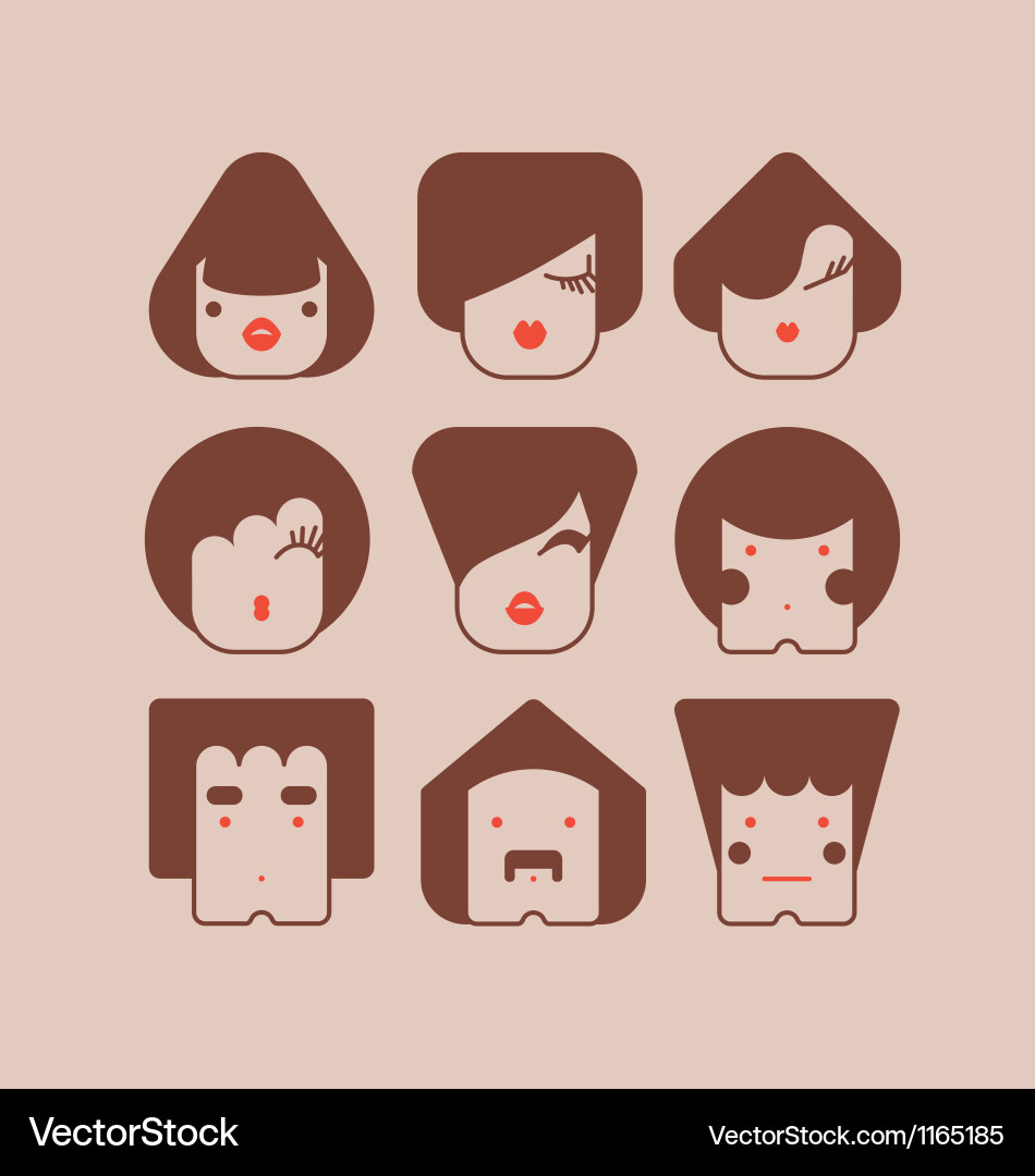 Square faces Royalty Free Vector Image - VectorStock