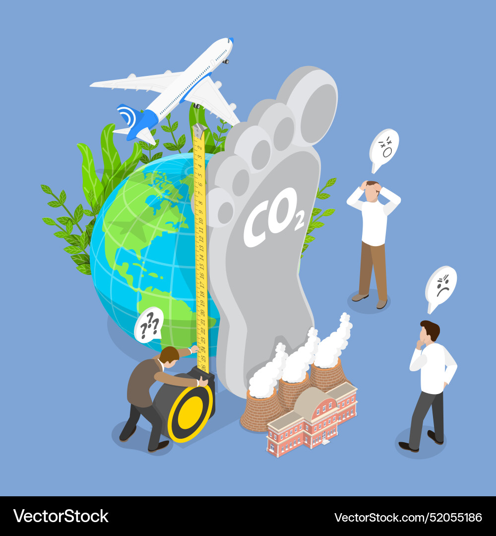 3d isometric flat of carbon Royalty Free Vector Image