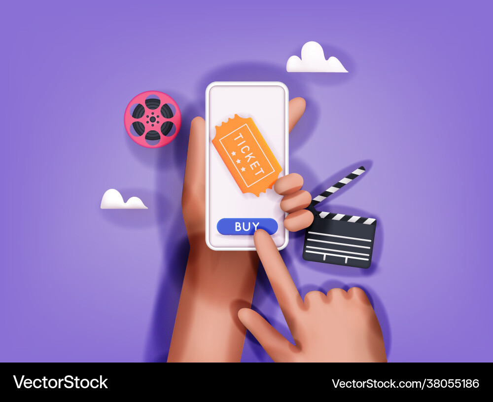 Concepts online cinema ticket order hand Vector Image