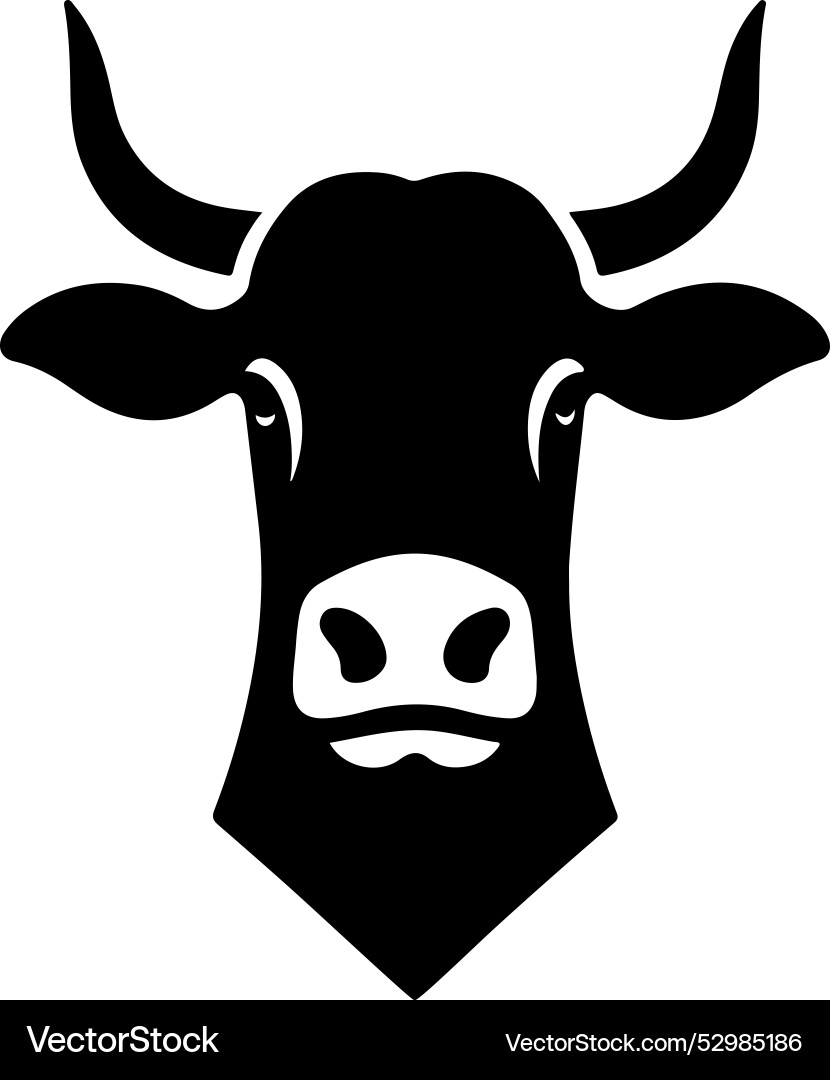 Cow head silhouette Royalty Free Vector Image - VectorStock