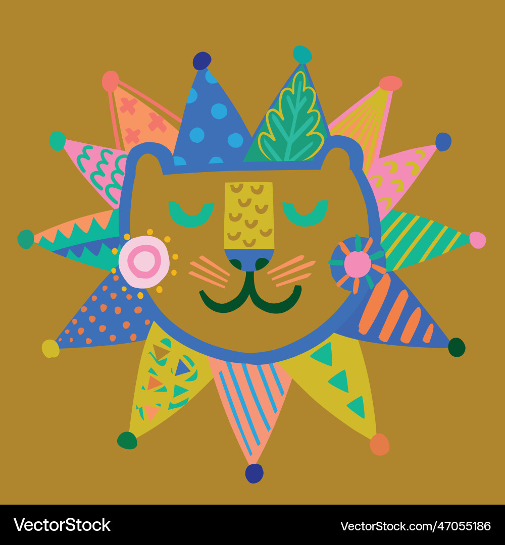 Cute wild cat portrait with decorative party flags – Royalty-Free ...