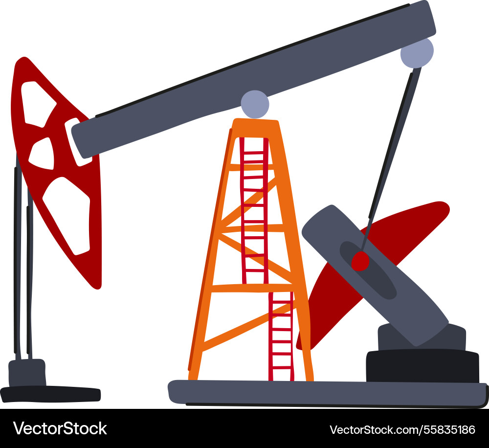 Extraction oil rig cartoon Royalty Free Vector Image