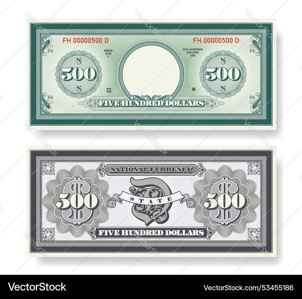 Fictional beautiful banknote 500 dollars Vector Image