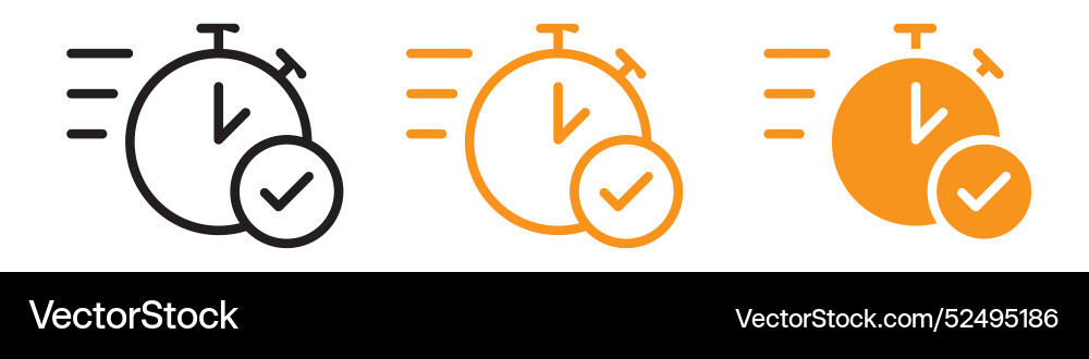 Quick approval icon set fast verification for Vector Image