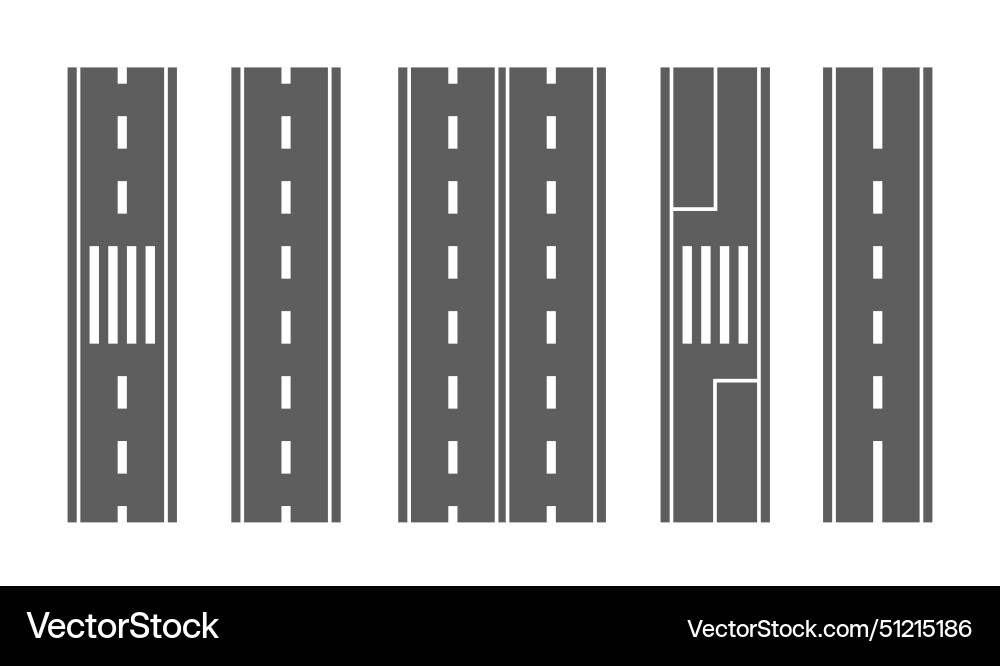 Various road sections showcased in detailed Vector Image